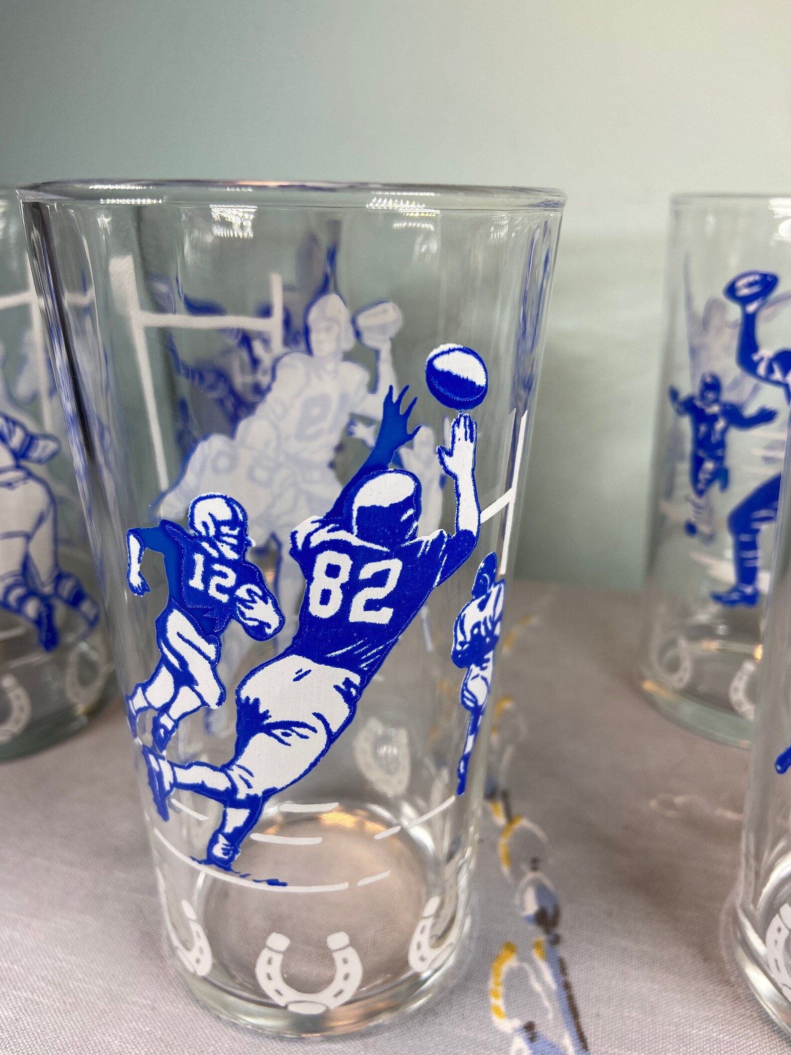 Vintage Football Drinking Glasses-set of 8-mid Century-football Party ...