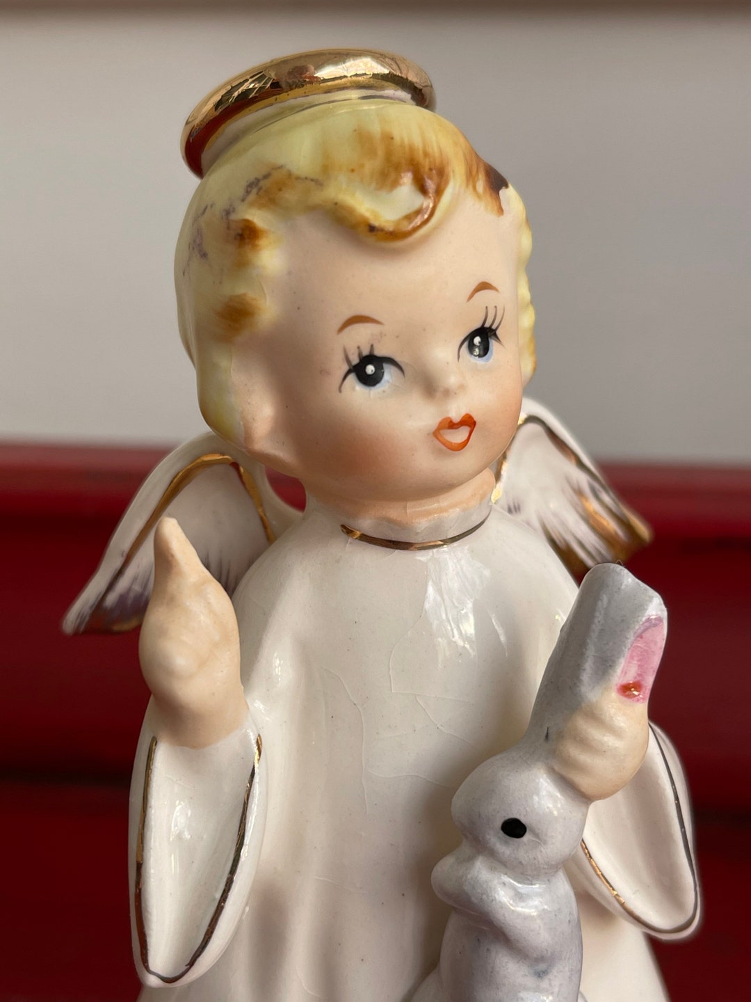 Vintage Lefton Easter Angel-angel Holding Bunny-rare-htf-kitschy-mid ...