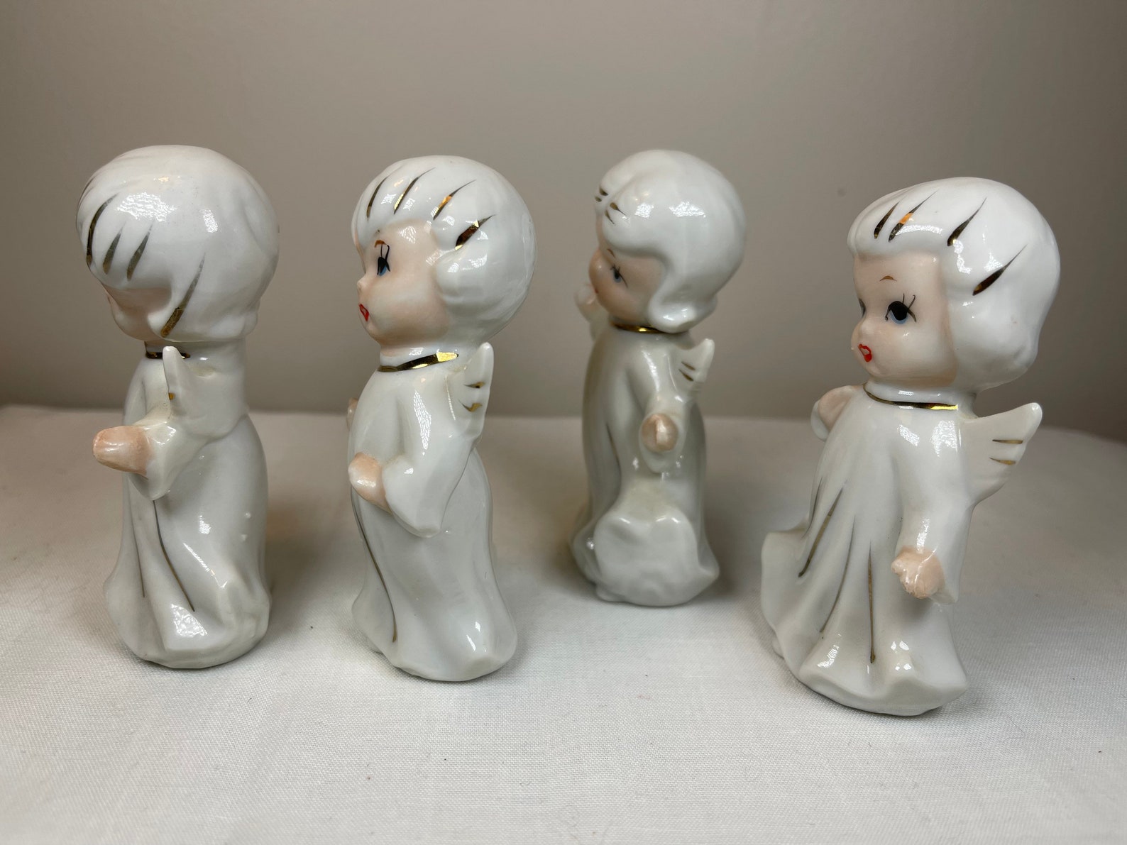 Vintage Adorable Angel Set-set of 4 Angels-white Gowns-gold - Etsy