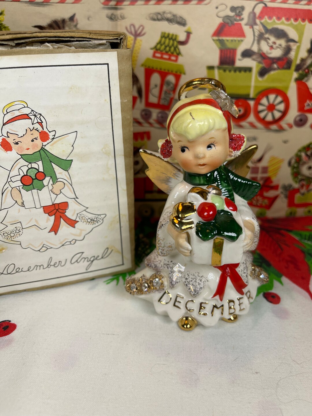 Vintage RARE Geo Z Lefton December Angel With Rhinestone Accents ...