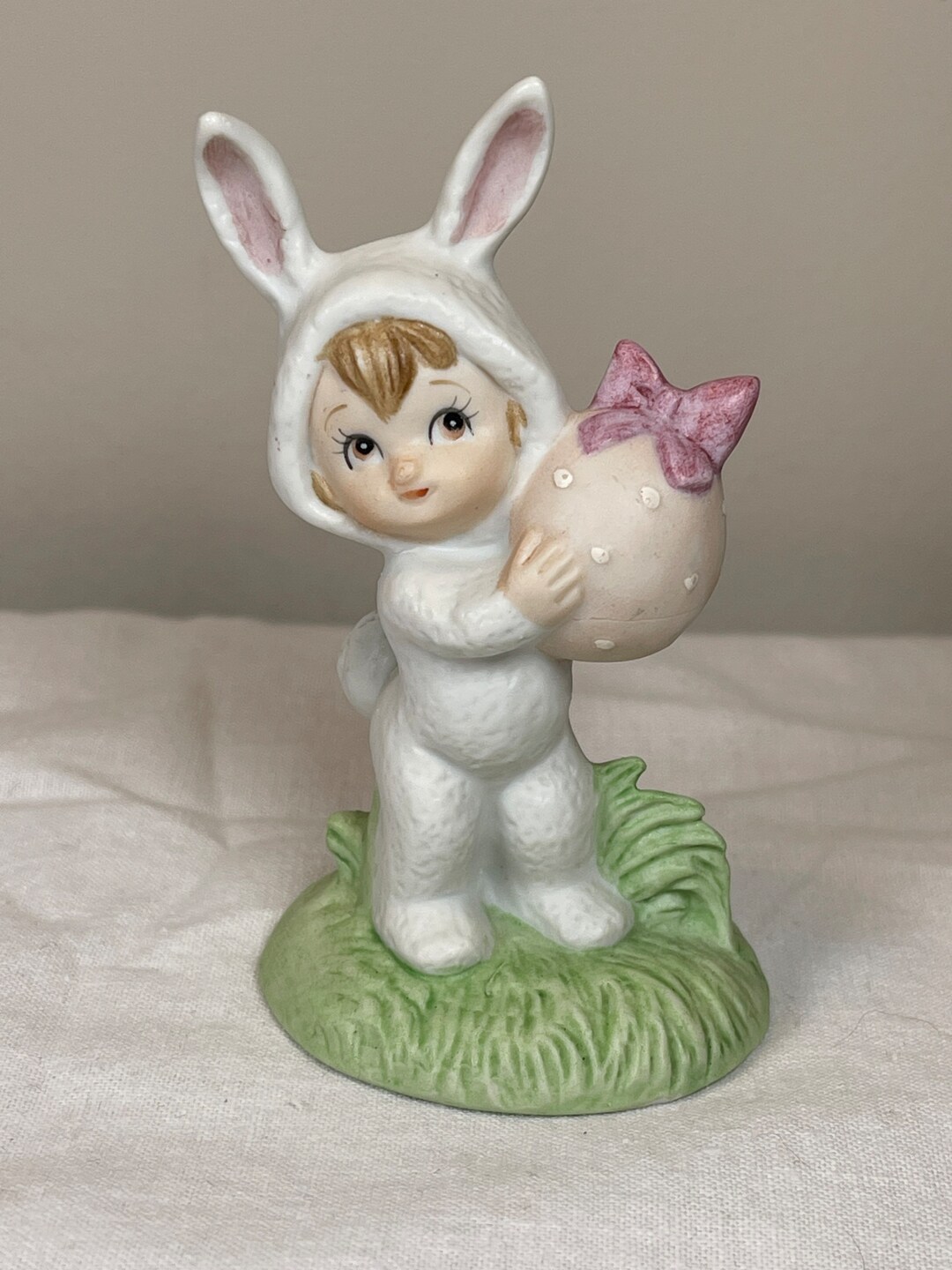 Vintage Lefton 1984 Easter Bunny Girl-girl With Easter Egg-kitschy ...