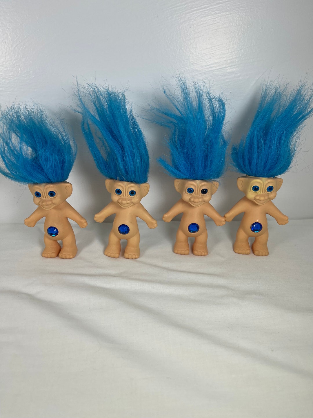 Vintage 1970s Blue Hair Jewel Belly Button Troll Dolls-1 Available ...