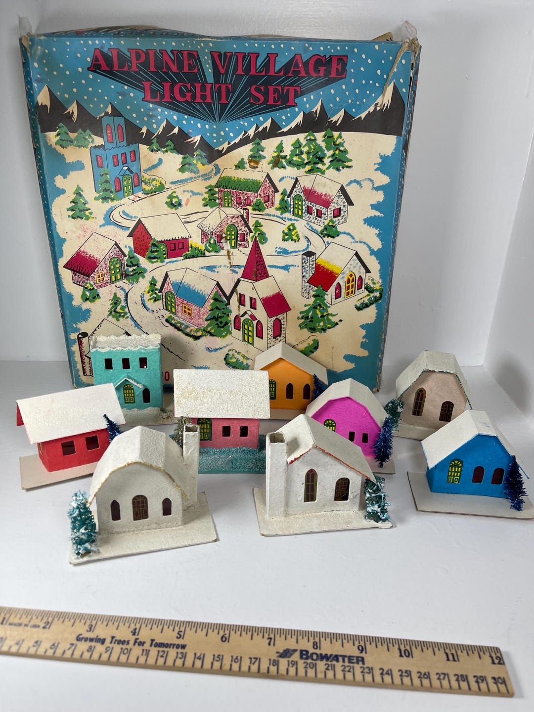 Vintage Alpine Village Light Set-boxed-mid Century-retro-light Covers ...