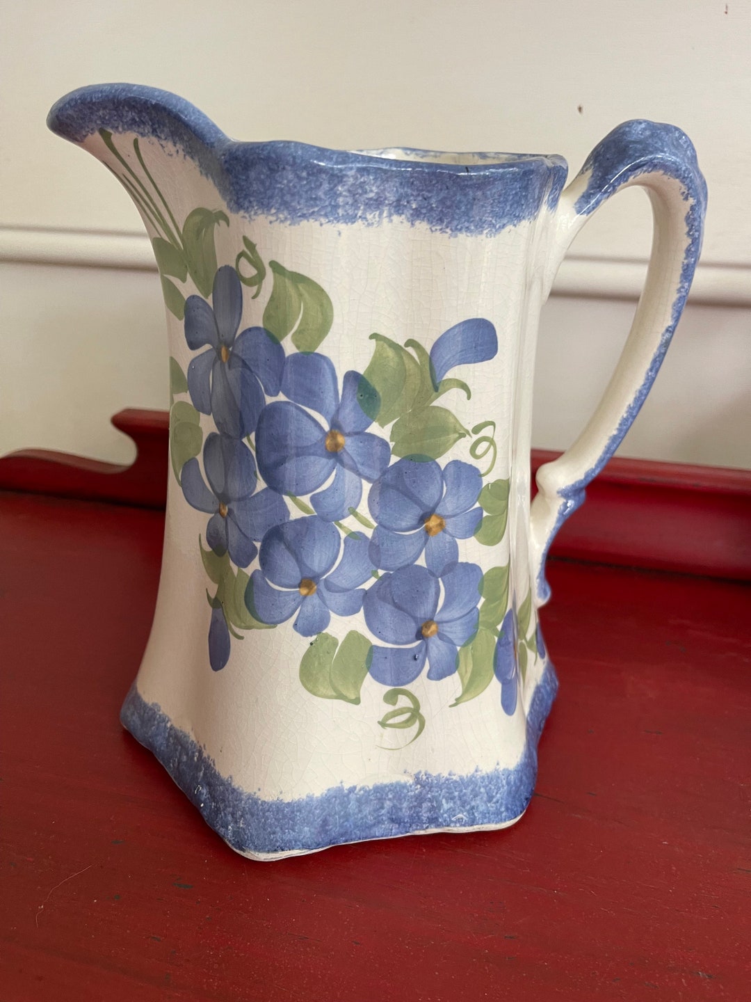Vintage Cash Family Pottery Purple Flower Water Pitcher-mod Century ...