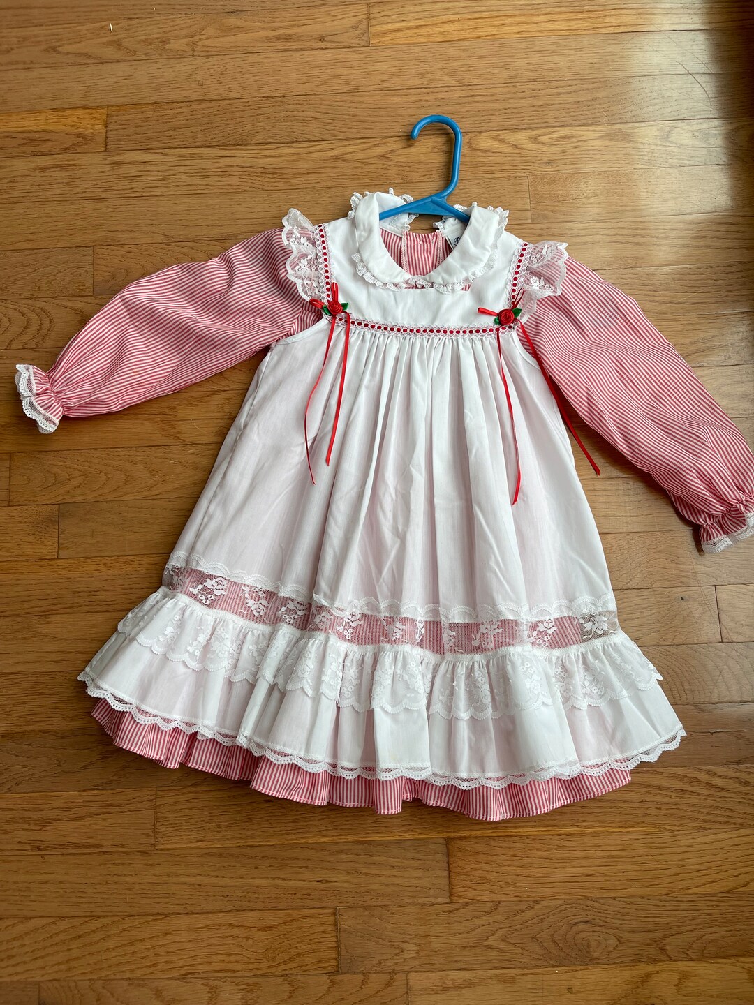 Vintage Bryan Size 5 Little Girls Dress-red Striped-pinafore-2 - Etsy