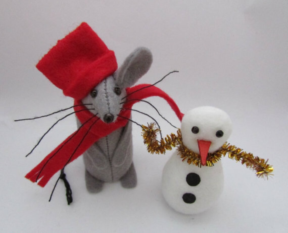 Christmas Mouse Snowman Christmas Ornament Mouse - Etsy
