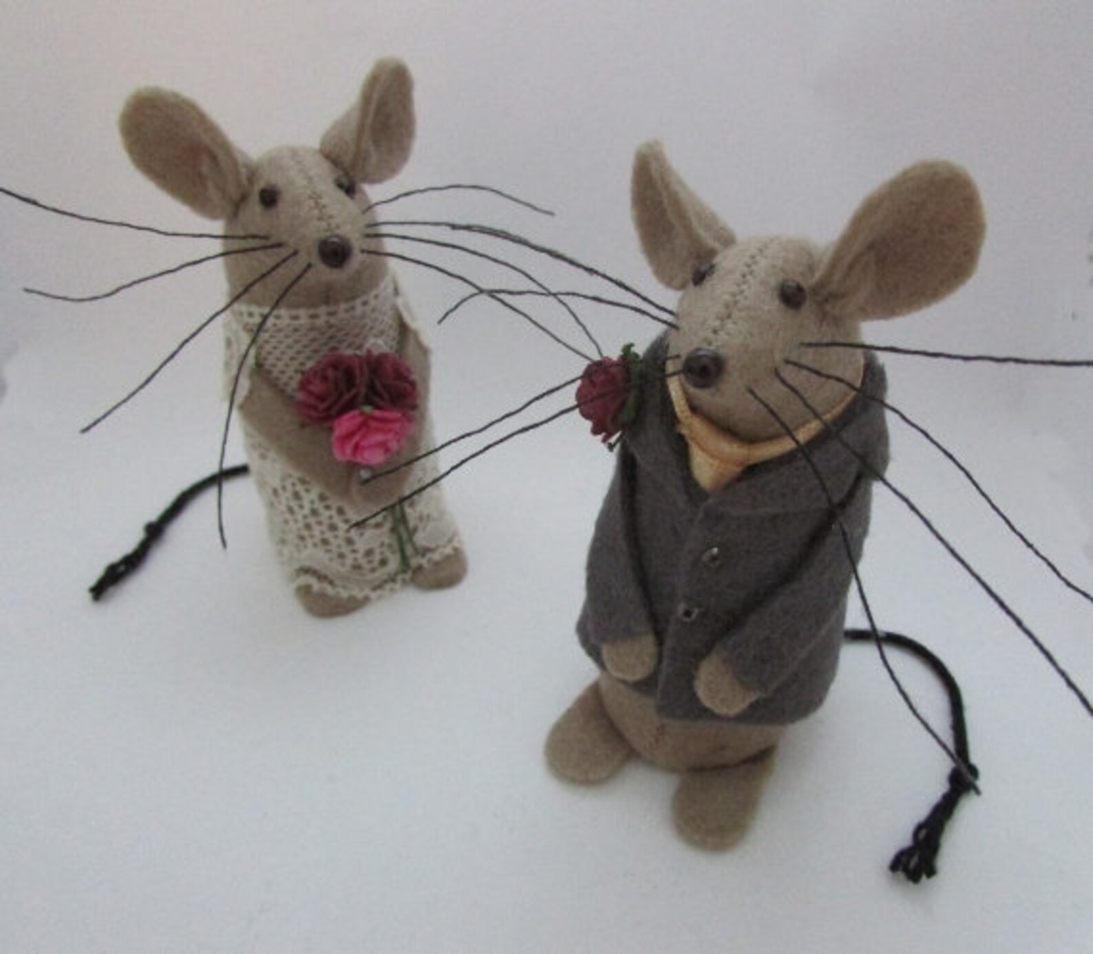 Mice Wedding Cake Topper Handmade Bride & Groom Mice - Etsy
