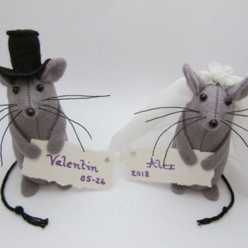 Mouse Wedding Cake Topper/mice Topper/mice Bride and Groom/ - Etsy