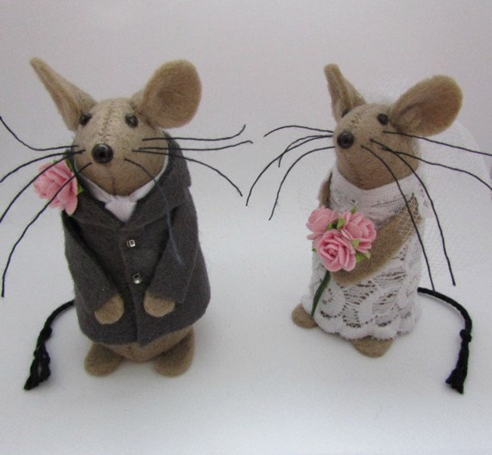 Mice Wedding Cake Topper Handmade Bride & Groom Mice | Etsy