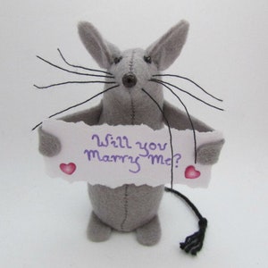 Marry Me Mouse, Engagement Mouse, Felt Mouse, Anniversary Gift ...