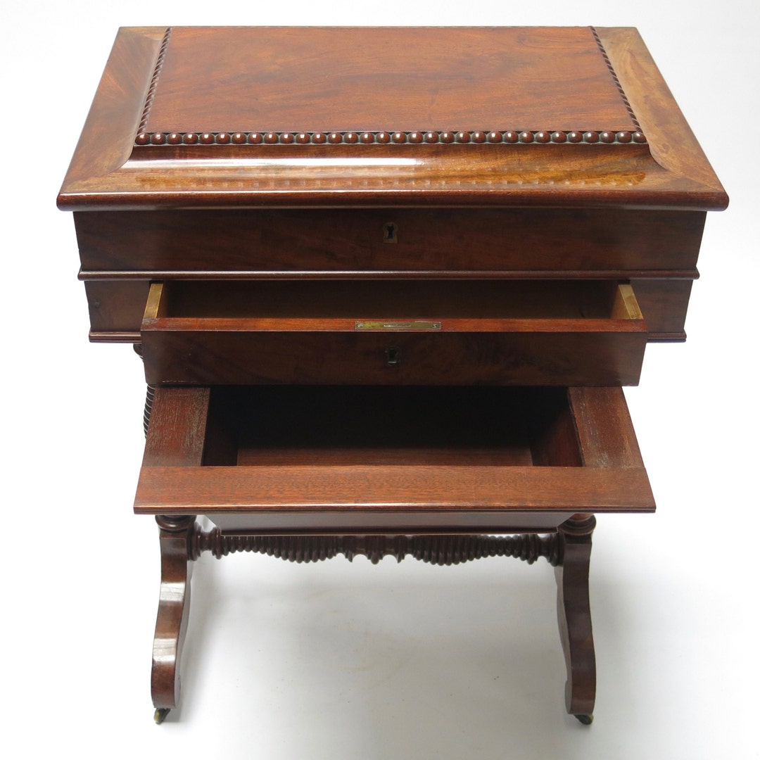 VICTORIAN WORK TABLE -english Mahogany Lady's Work Table With a Drawer ...