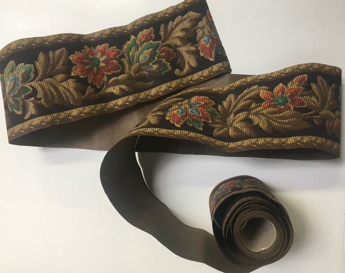 ANTIQUE WALLPAPER BORDER 6 Yds of 1920's Faux Tapestry Floral Wallpaper ...