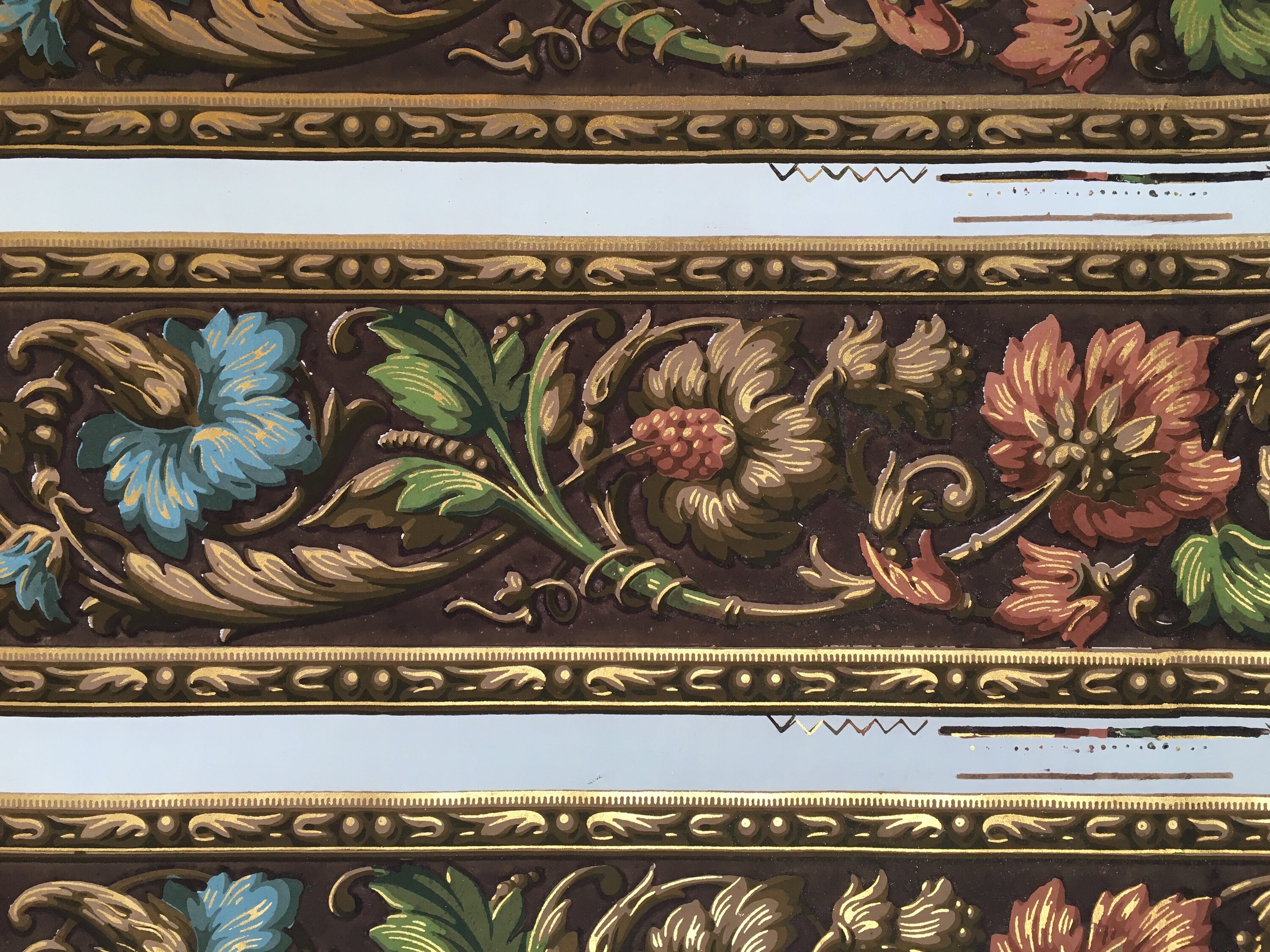 VICTORIAN FLORAL BORDER 7 Yards of Renaissance Revival Wallpaper Border ...