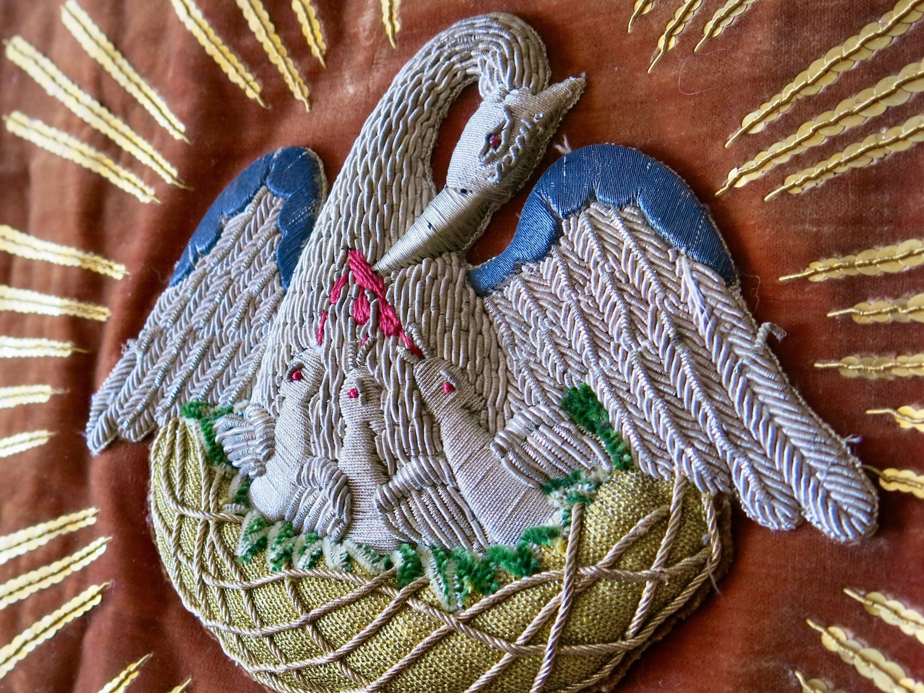 ANTIQUE RELIGIOUS BANNER Stunning 19th Century Velvet Altar Banner With ...