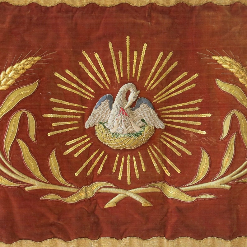 ANTIQUE RELIGIOUS BANNER Stunning 19th Century Velvet Altar Banner With ...