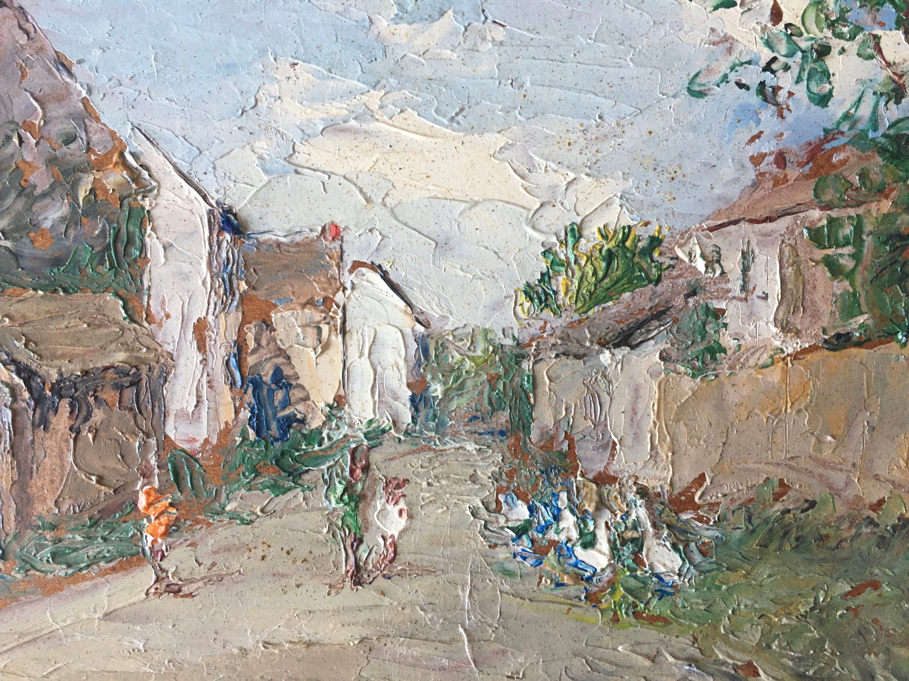 JACQUES DENIER PAINTING - 20th Century Painting of Village Scene by ...