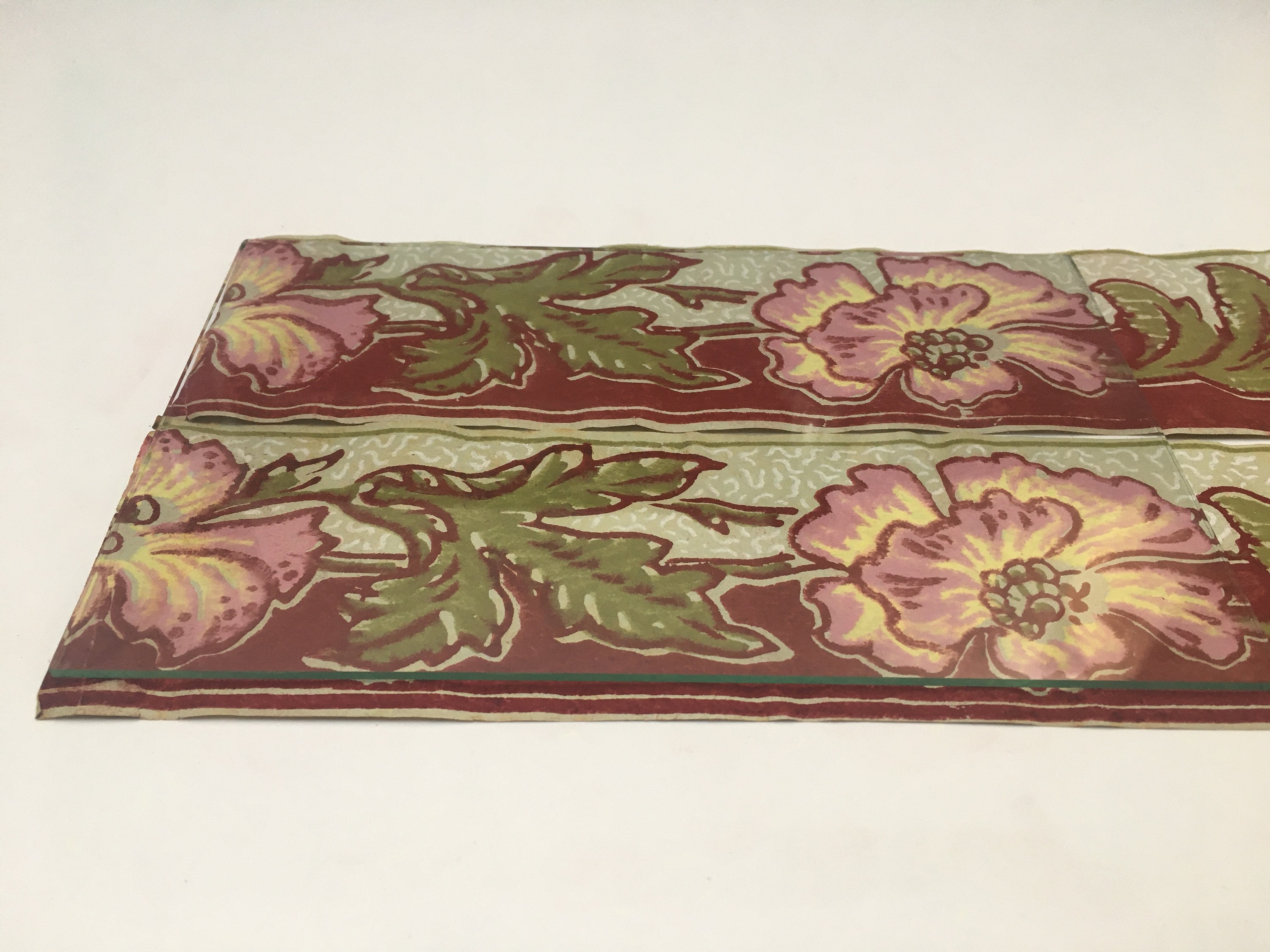 ANTIQUE WALLPAPER BORDER Two 6f Long Rolls of 2 Wide French Floral ...