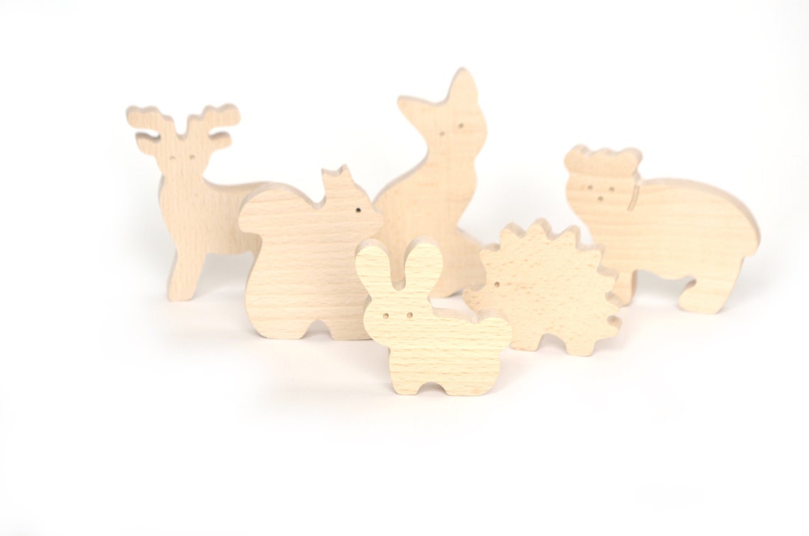 Forest Animals Play Set Wooden Set Animal Toys Educational | Etsy
