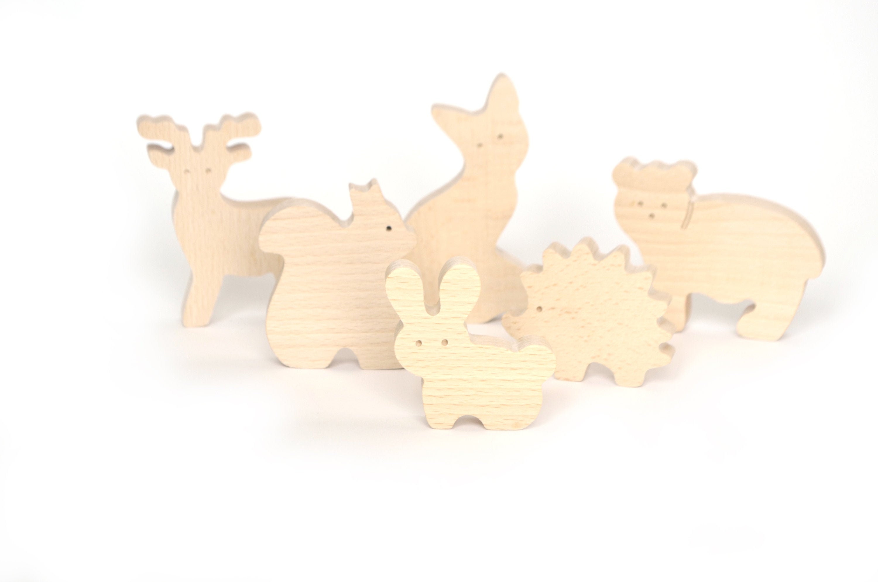Forest Animals Play Set Wooden Set Animal Toys Educational | Etsy