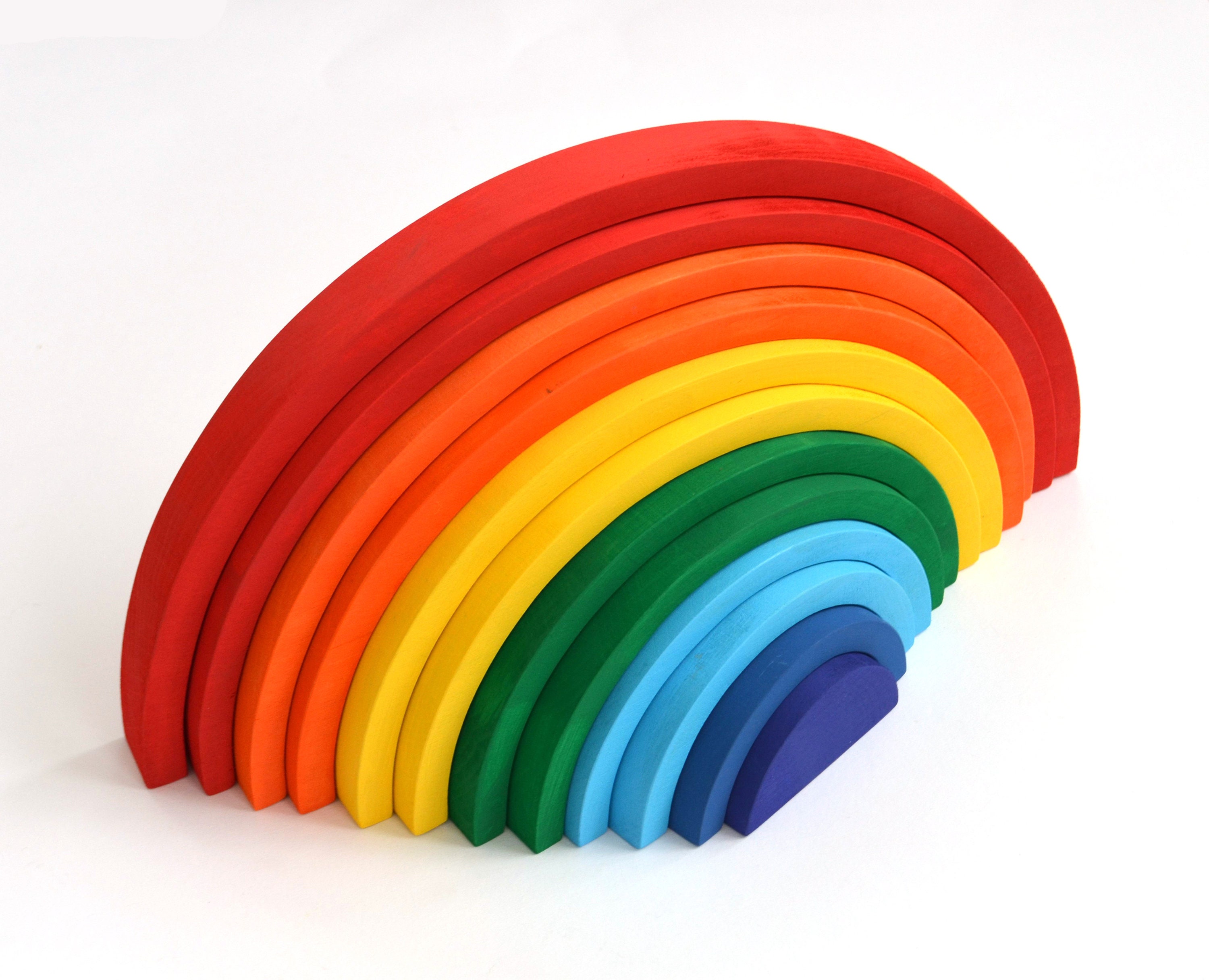 Wooden Rainbow Stack Montessori toys Waldorf Toys Busy - Etsy.de