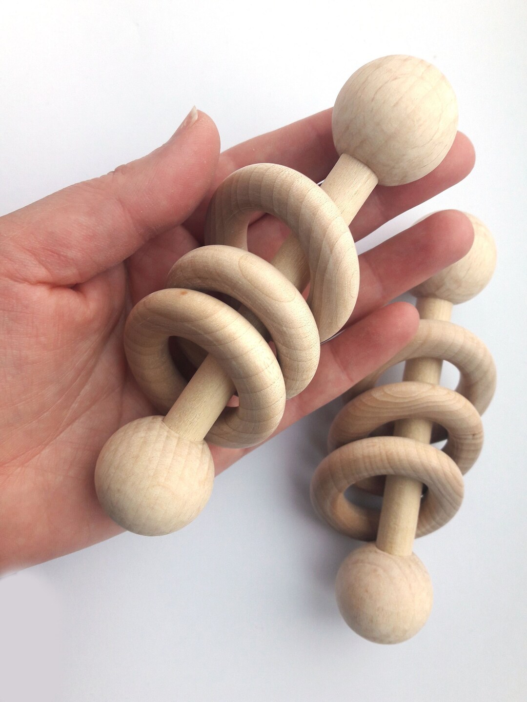 Popular Montessori Wooden Toy, Baby Rattle With 3 Rings - Etsy