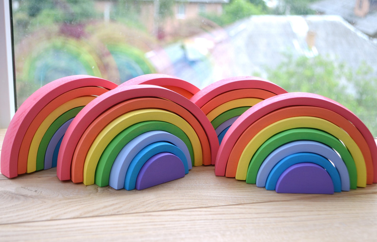 Wooden Pastel Rainbow small Montessori Waldorf RAINBOW | Etsy