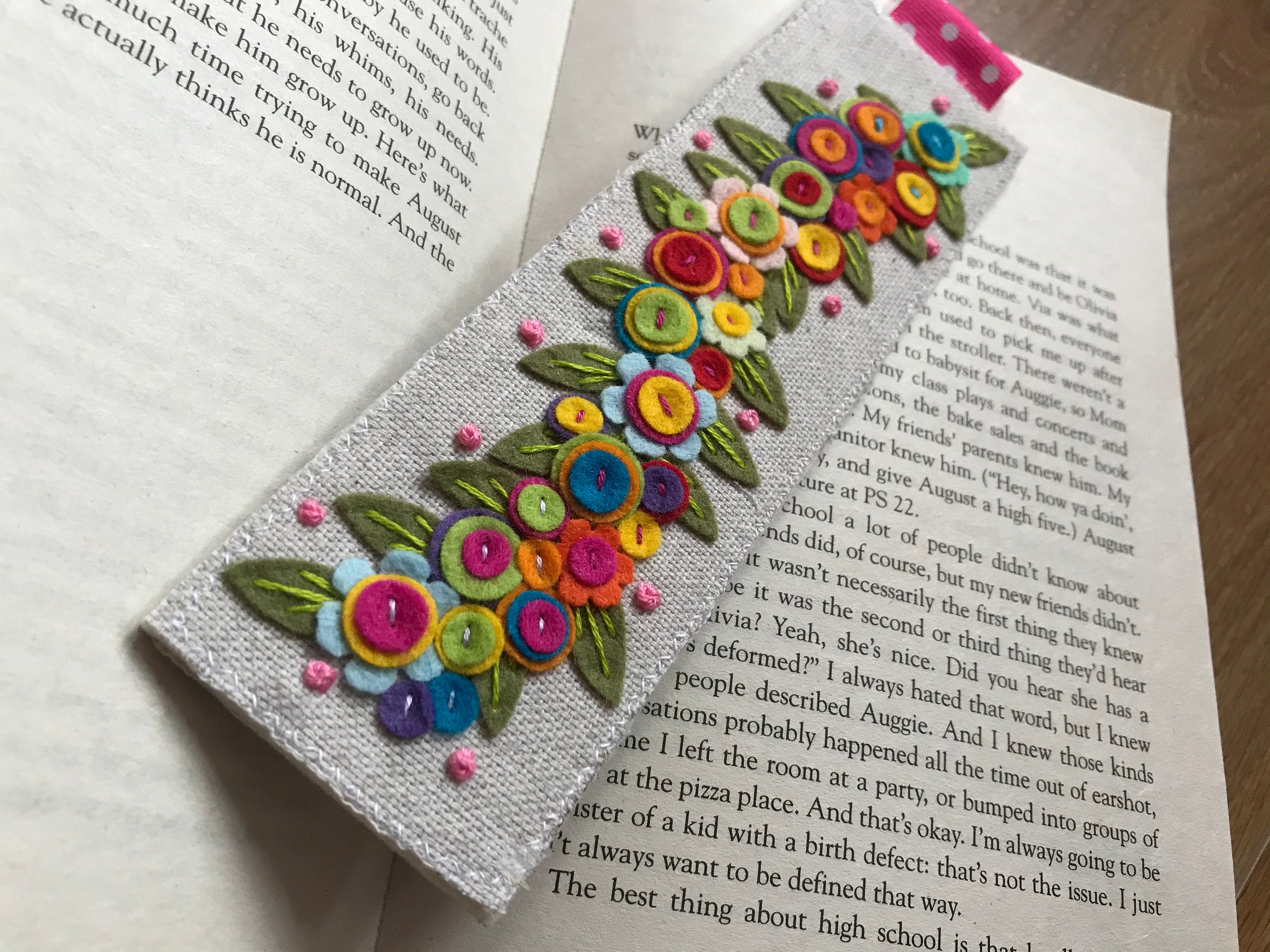 Bookmark, Handmade Bookmark, Felt Embroidered Bookmark, - Etsy