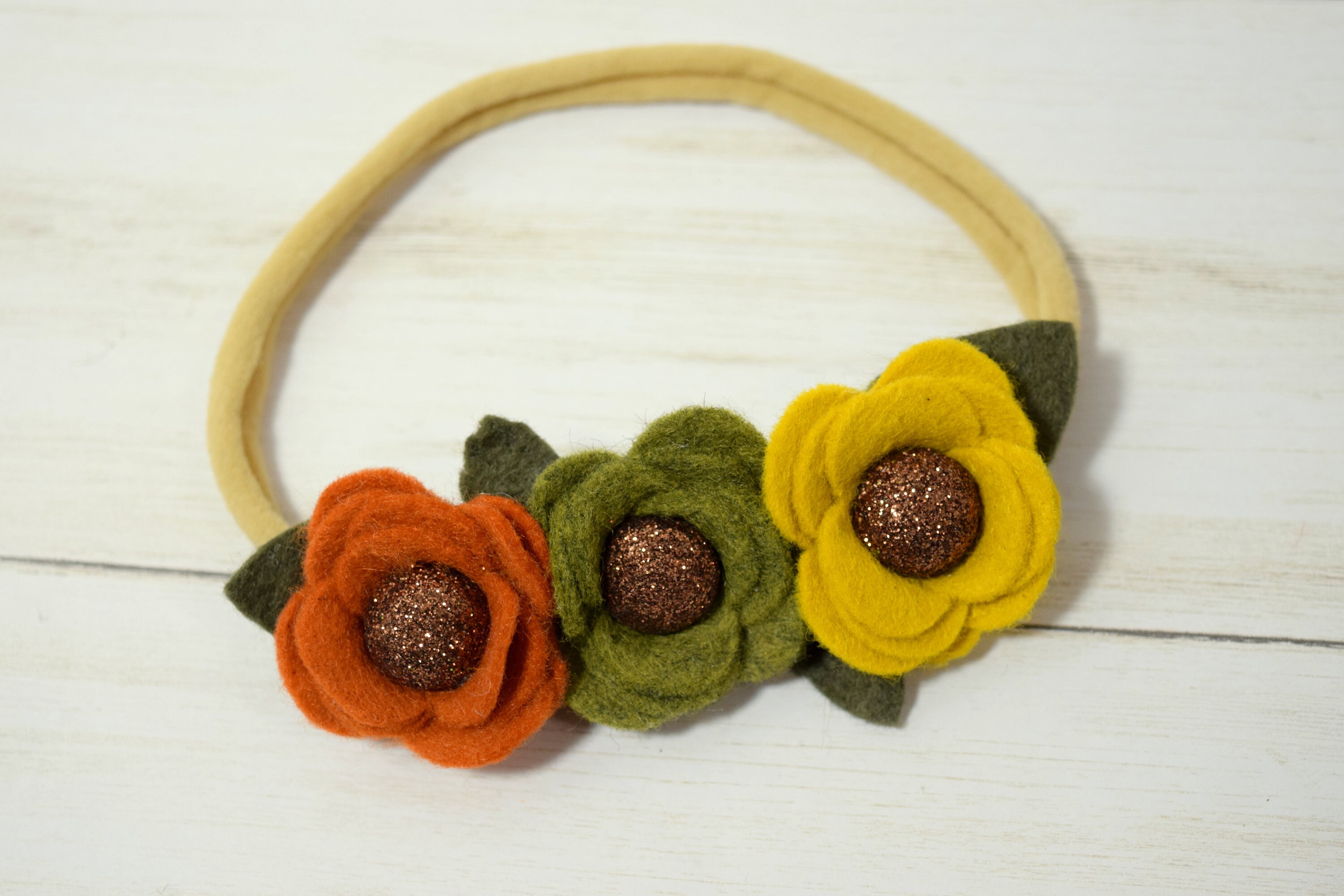 Yellow Orange and Green Fall Felt Headband Autumn Headband | Etsy
