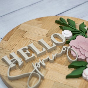 Hello Spring Round Floral Wooden Sign- Scroll Saw 3D Flower Sign ...