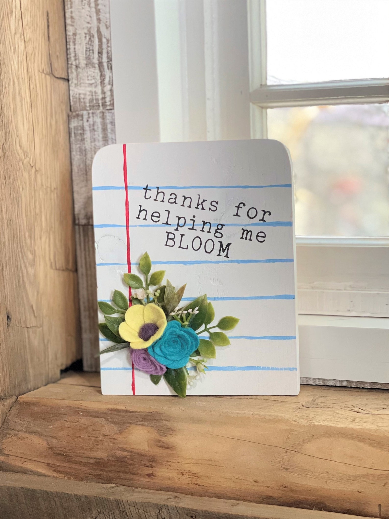 Felt Flower Notebook Sign Teacher Gift Teacher Desk Decor - Etsy