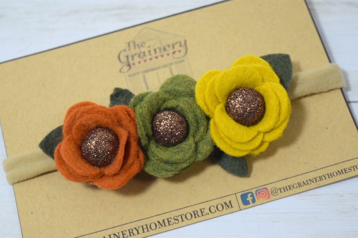 Yellow Orange and Green Fall Felt Headband Autumn Headband - Etsy