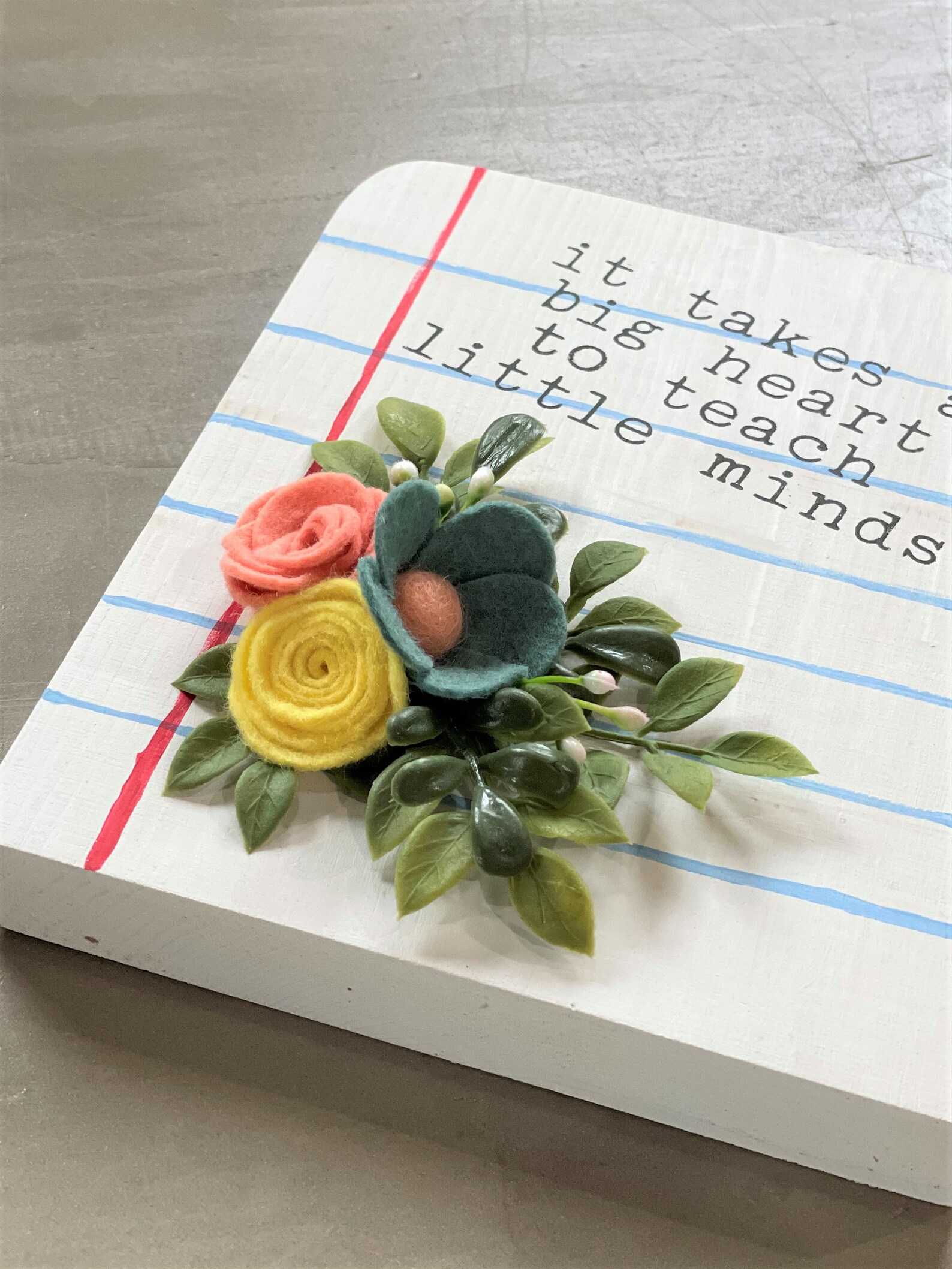 Felt Flower Notebook Sign Teacher Gift Teacher Desk Decor - Etsy