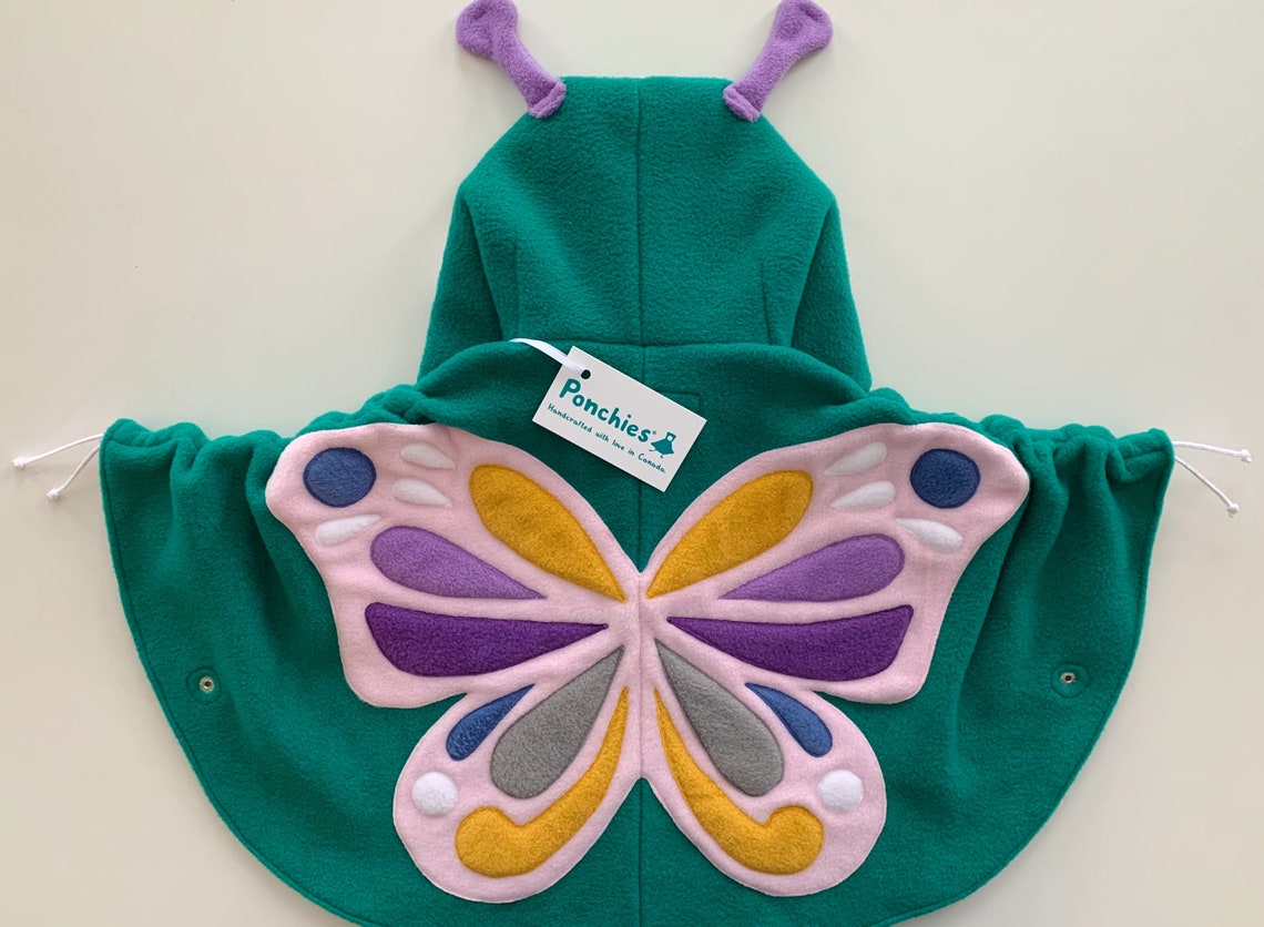 Teal Butterfly With Wings Fleece Poncho & Car Seat Poncho | Etsy
