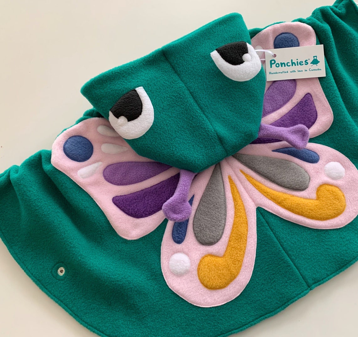 Teal Butterfly With Wings Fleece Poncho & Car Seat Poncho - Etsy