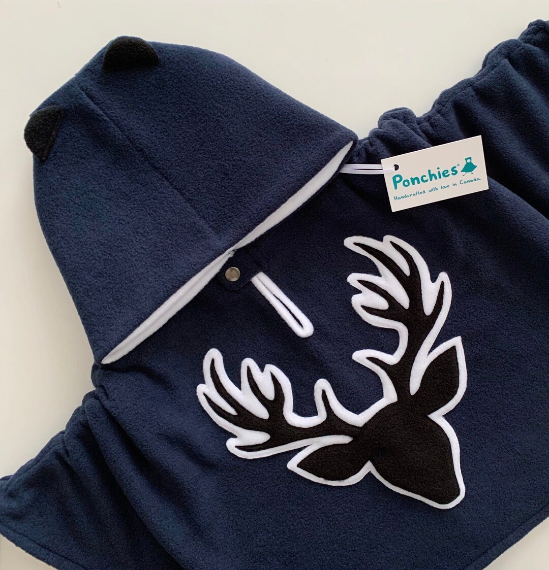 Navy Deer Silhouette Poncho polaire et siège dauto Poncho - Etsy France