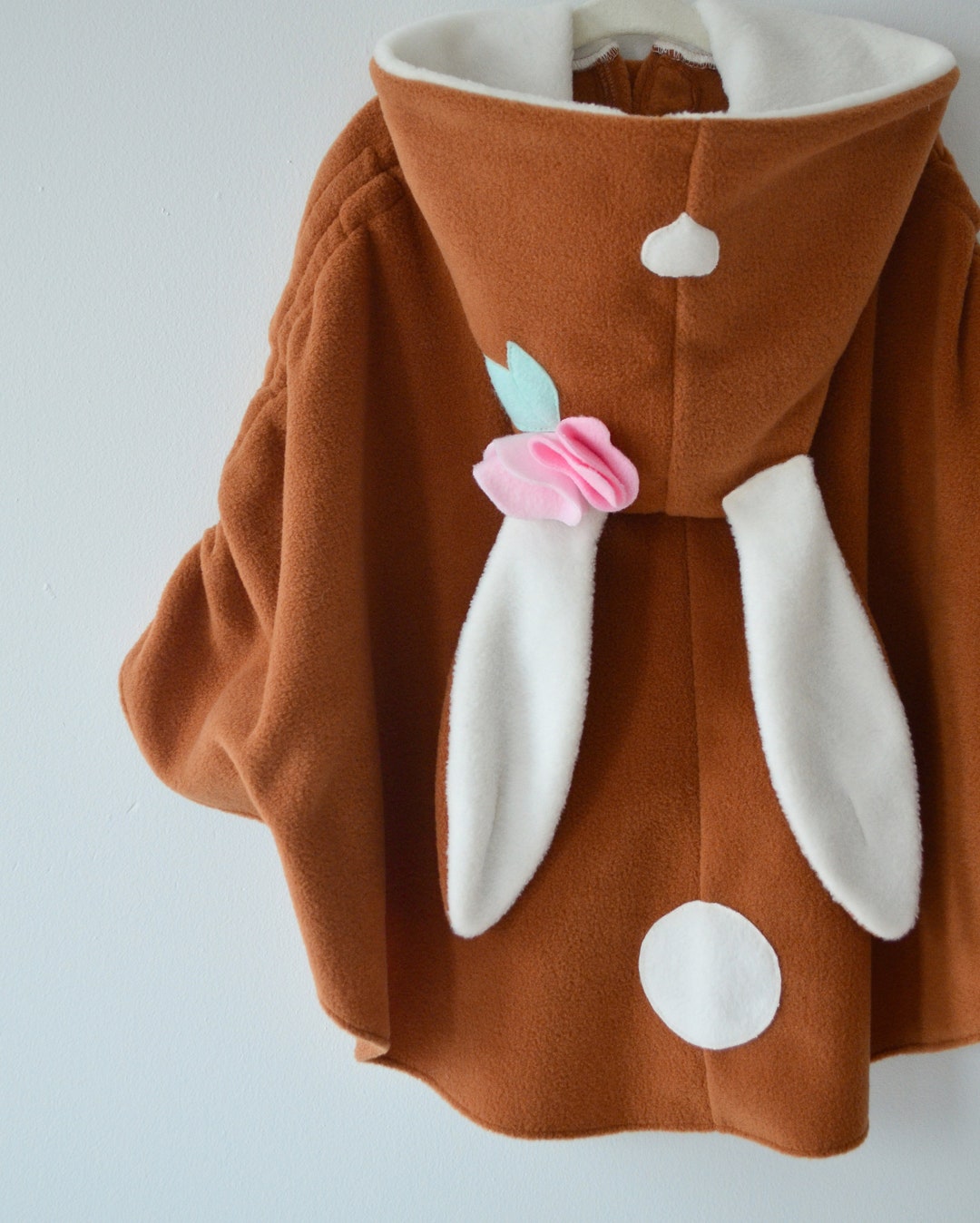 PRE-ORDER - Rust Bunny With Flowers - Fleece Poncho & Car Seat Poncho ...