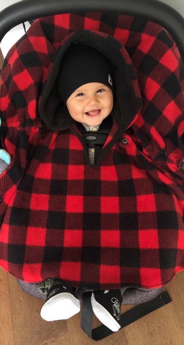 PRE-ORDER - Red and Black Buffalo Check - Fleece Poncho & Car Seat ...