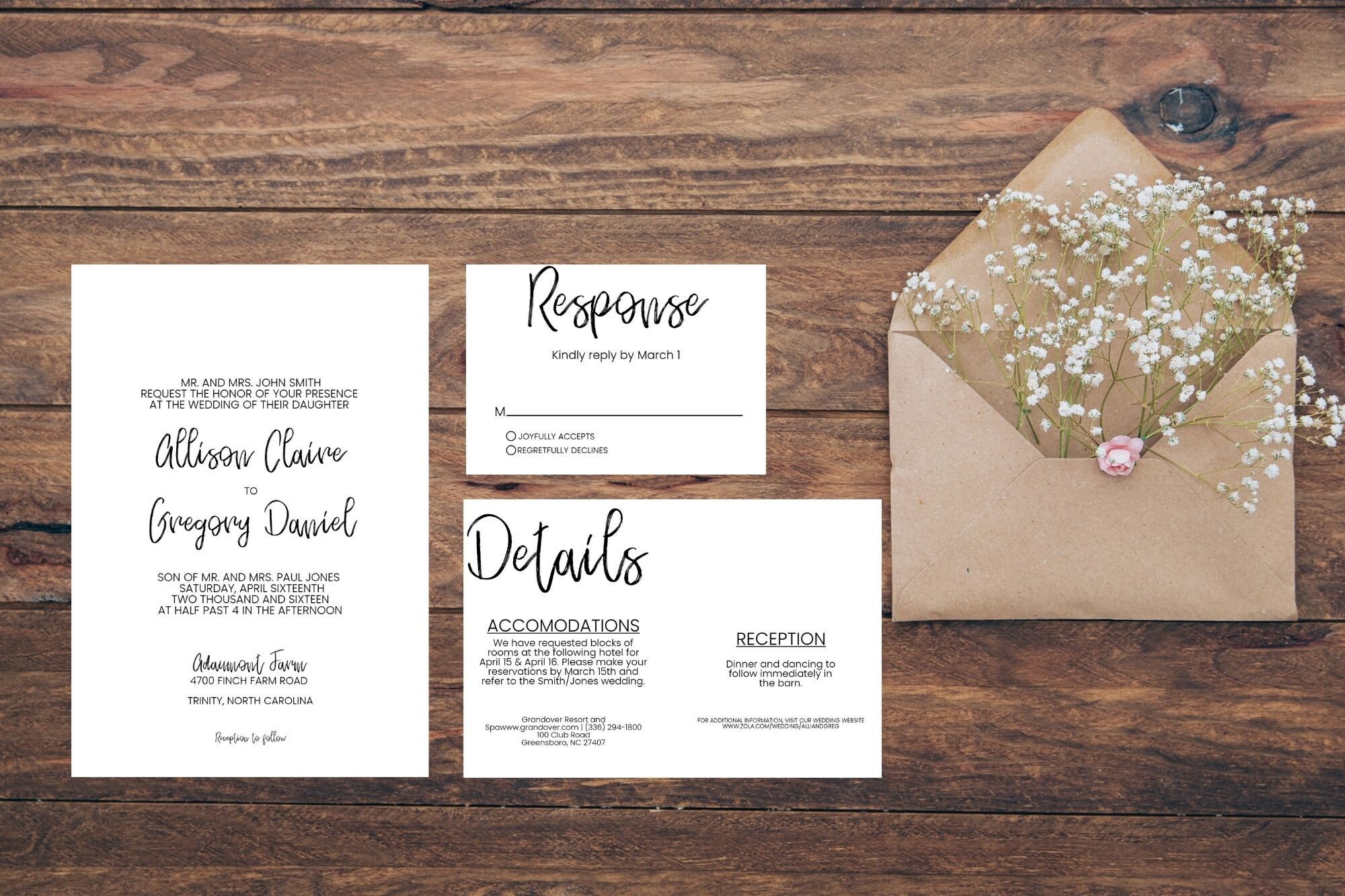 Simple Wedding Invitation Set - Etsy