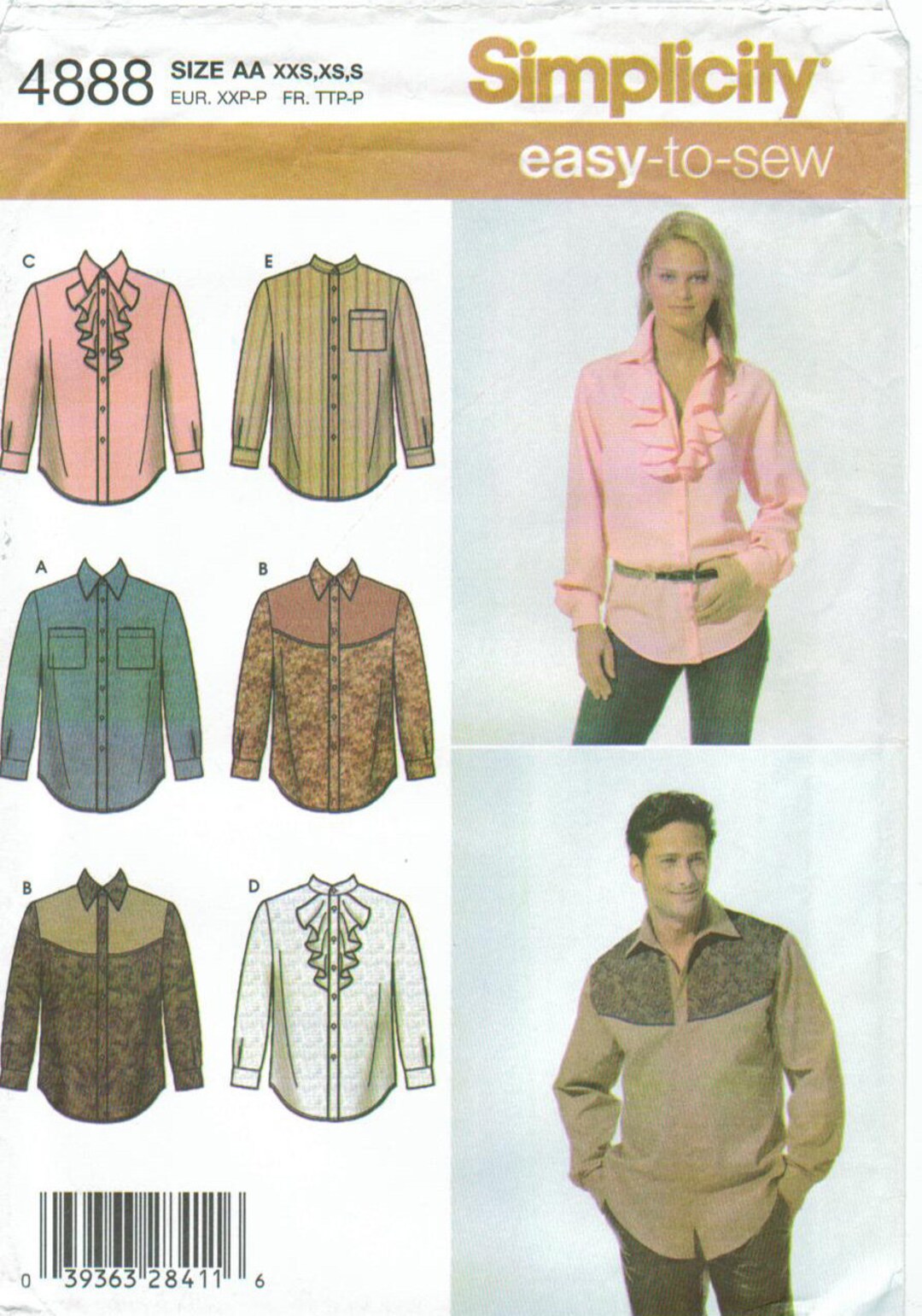 Western Shirt Pattern | Jobot, Yokes, Long Sleeves | Easy Simplicity ...