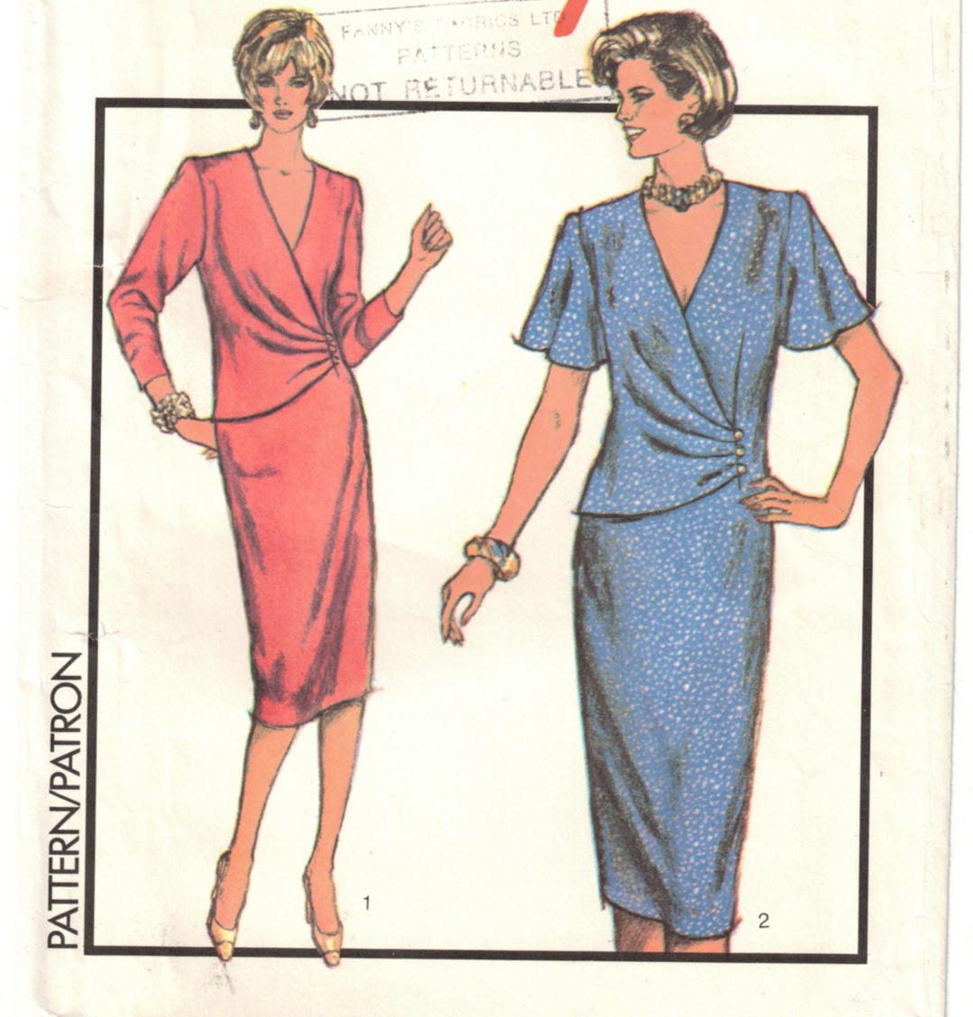 80s Fitted Evening Dress | Formal, Waist Ruching Detail, Cross Over ...