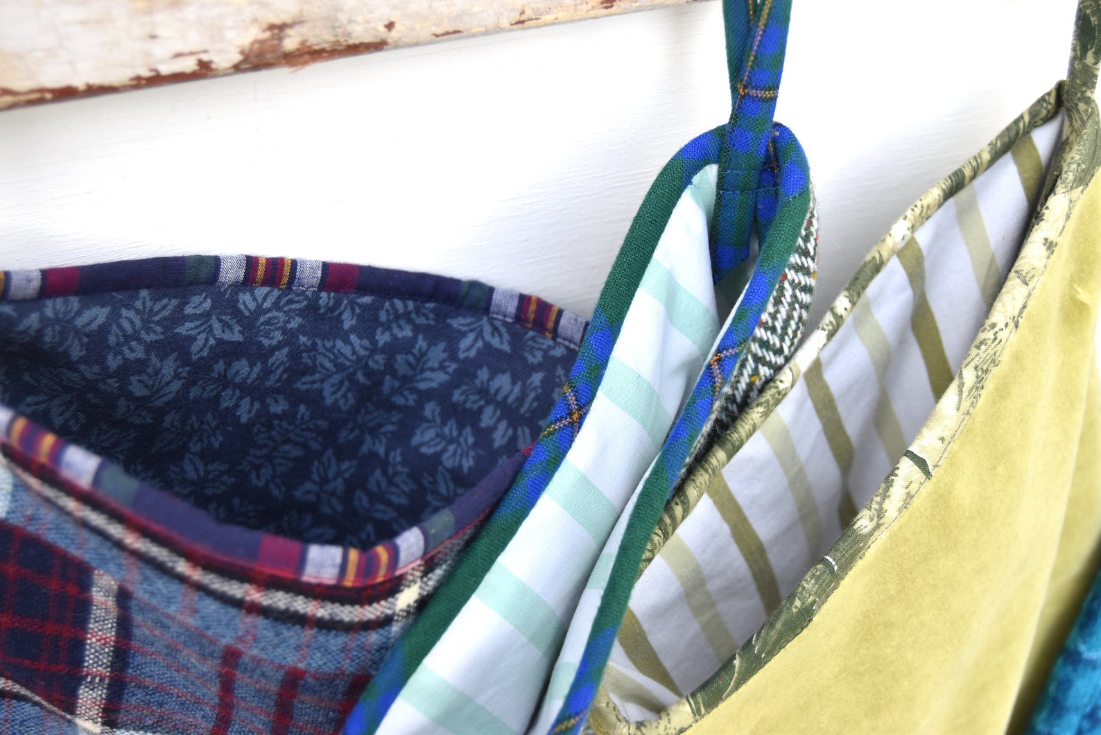 Green Blue Plaid Christmas Stocking | Vintage, Repurposed Fabrics ...