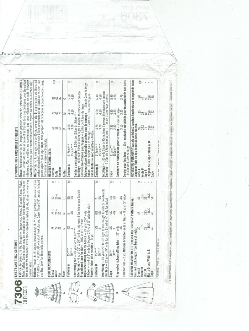 90s Girls Historical Costume Victorian Gown Cape Jacket Simplicity 7306 ...