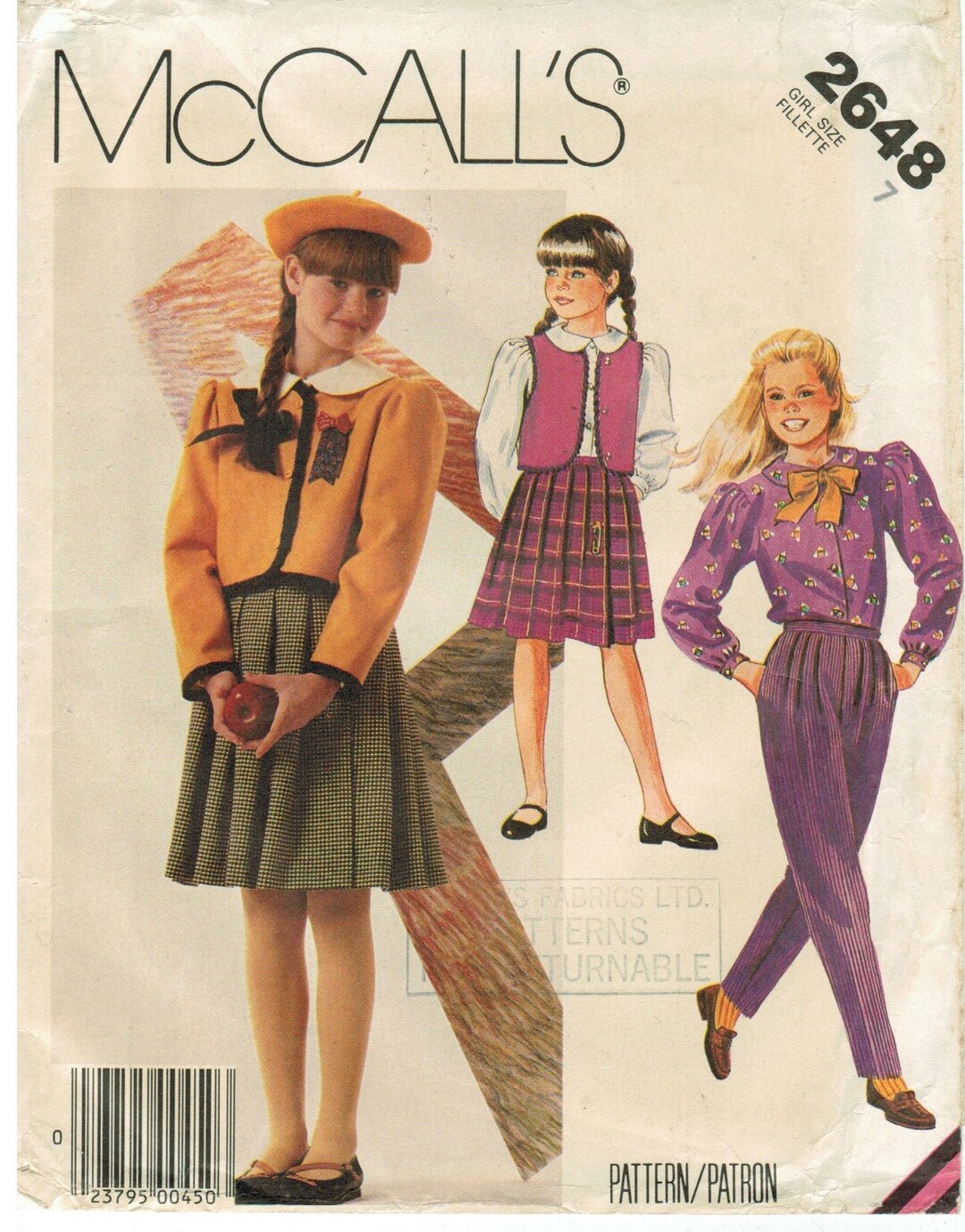 80s Girls' Kilt, Boxy Jacket, Long Sleeved Blouse, High Waist Pleated ...