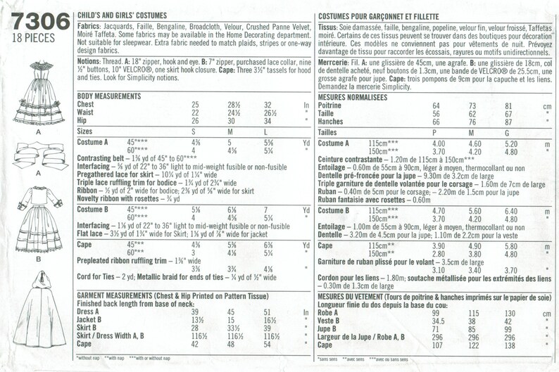 90s Girls Historical Costume Victorian Gown Cape Jacket Simplicity 7306 ...