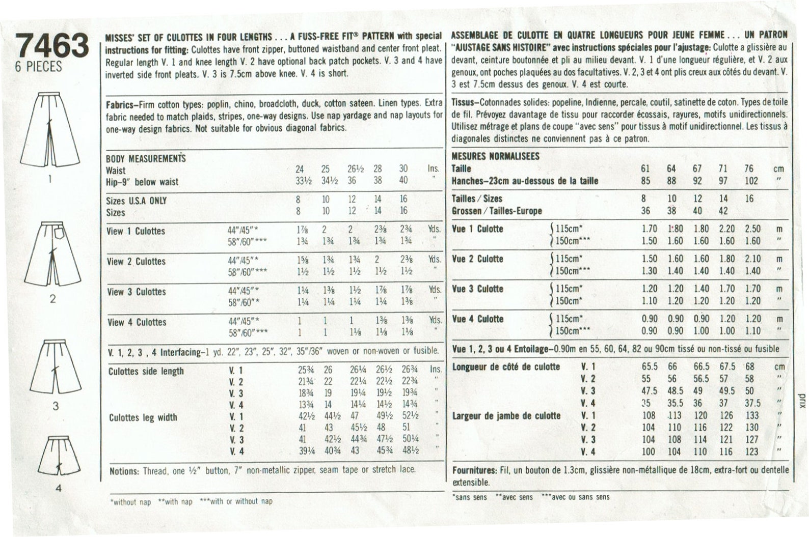 80s Culottes in Four Lengths | Below Knee, Above, Short | Pleated, High ...