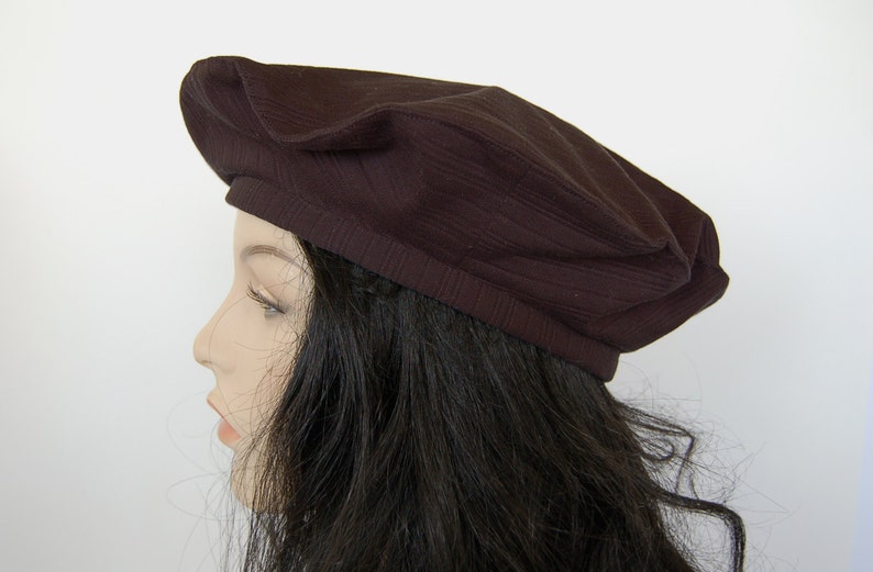 Black Cotton Beret French Tam Upcycled T Shirt Hat Plaid - Etsy