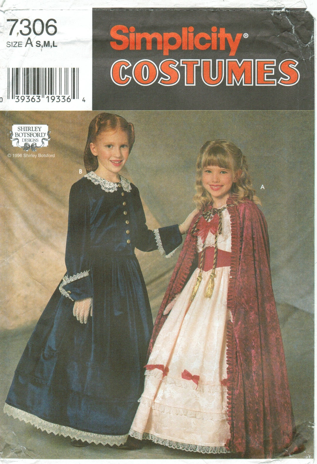 90s Girls Historical Costume | Victorian Gown Cape Jacket | Simplicity ...