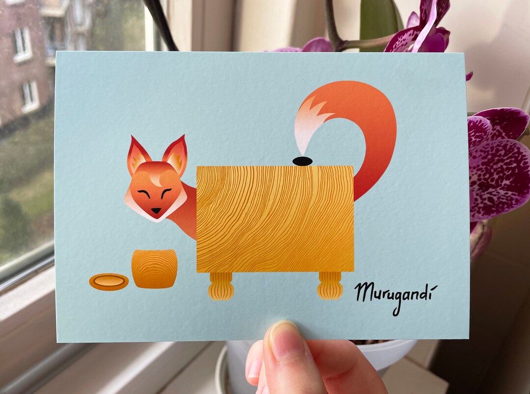 Postcard Cheeky Little Fox Baduk, Weiqi, Go Game Cunning Reynard Plays ...