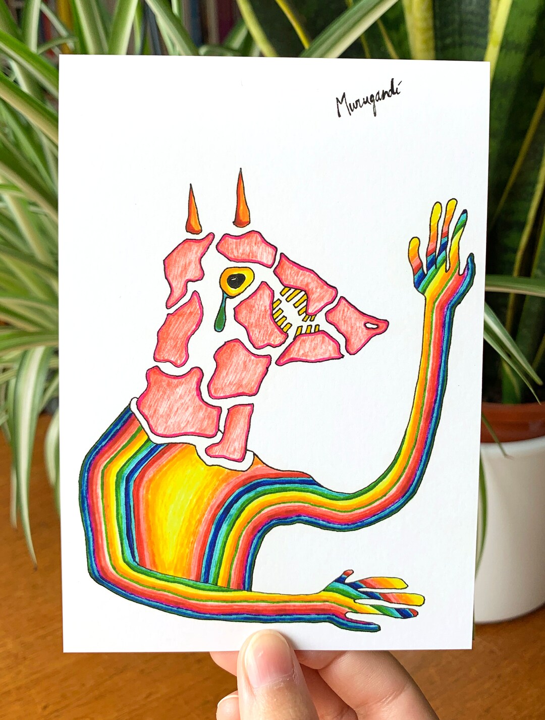 Postal Rainbow Monster Horned Shapeshifter Devil Sheds a - Etsy España