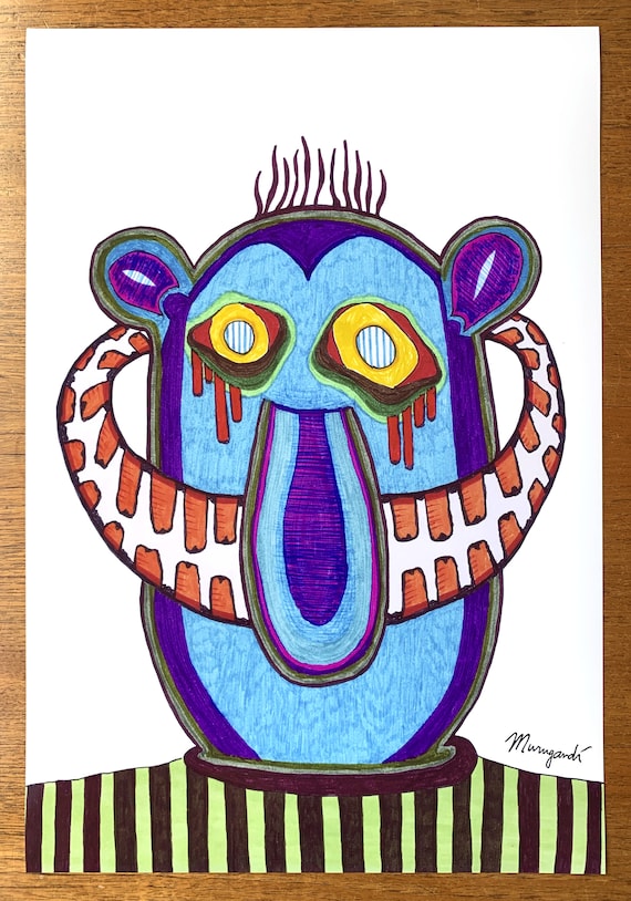 Poster Psychedelic Proboscis Monkey Long-nosed Monkey With | Etsy